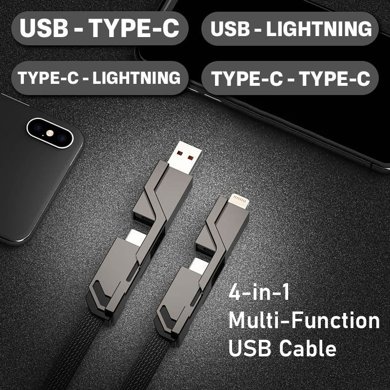 4-in-1 Multi-Function USB Cable, USB A+Type C to iOS to Type C ...