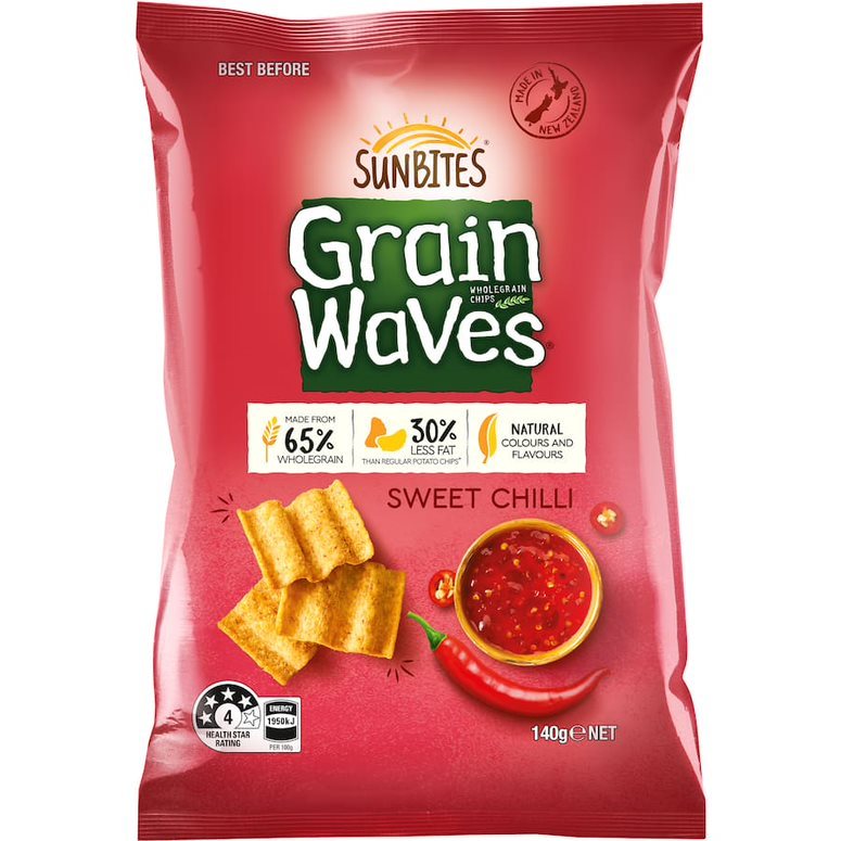 Bundle 3|7|14 Sunbites Grain Waves Wholegrain Chips Sweet Chilli 140g ...