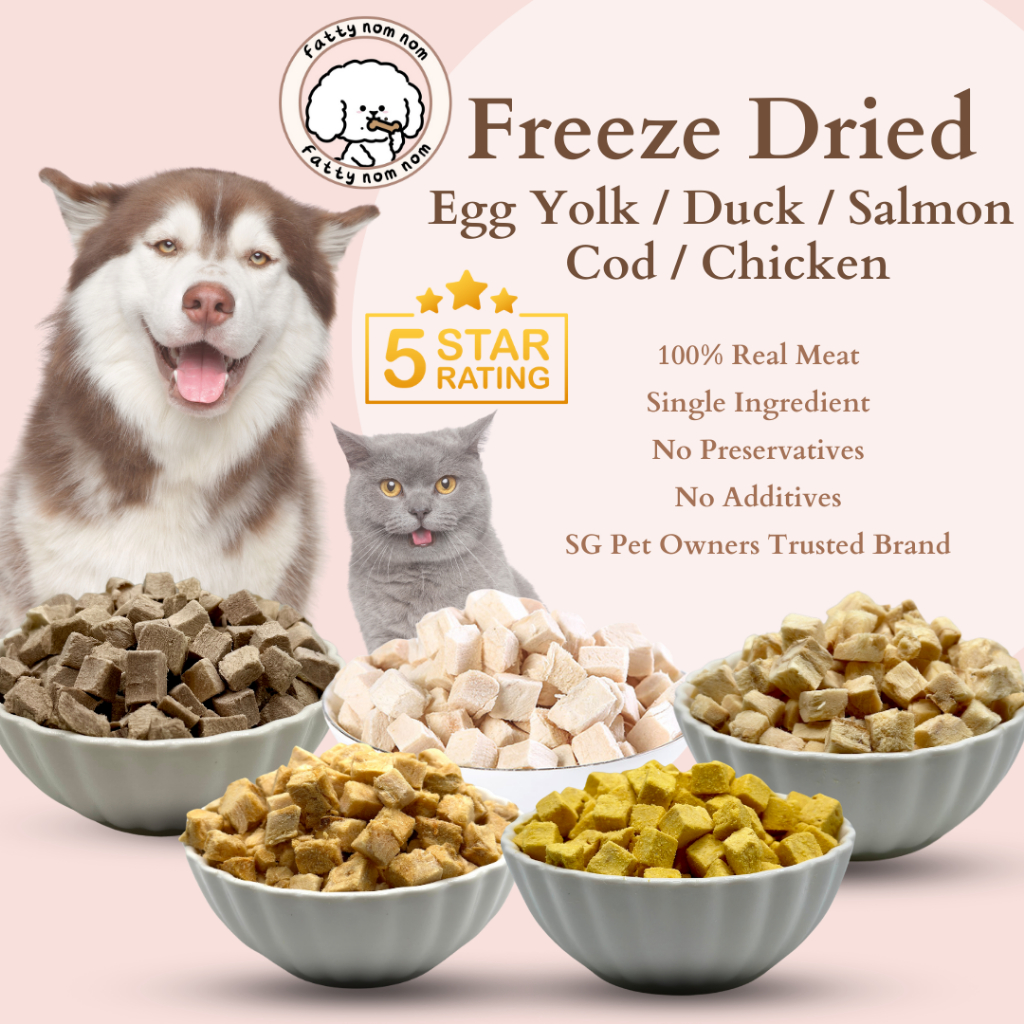Freeze Dried Goat Milk, Egg Yolk, Chicken, Duck, Cod, Salmon Cubes, dog ...
