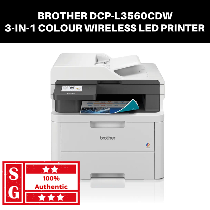 Brother DCP-L3560CDW 3-in-1 Colour Wireless LED Laser Printer Wireless ...