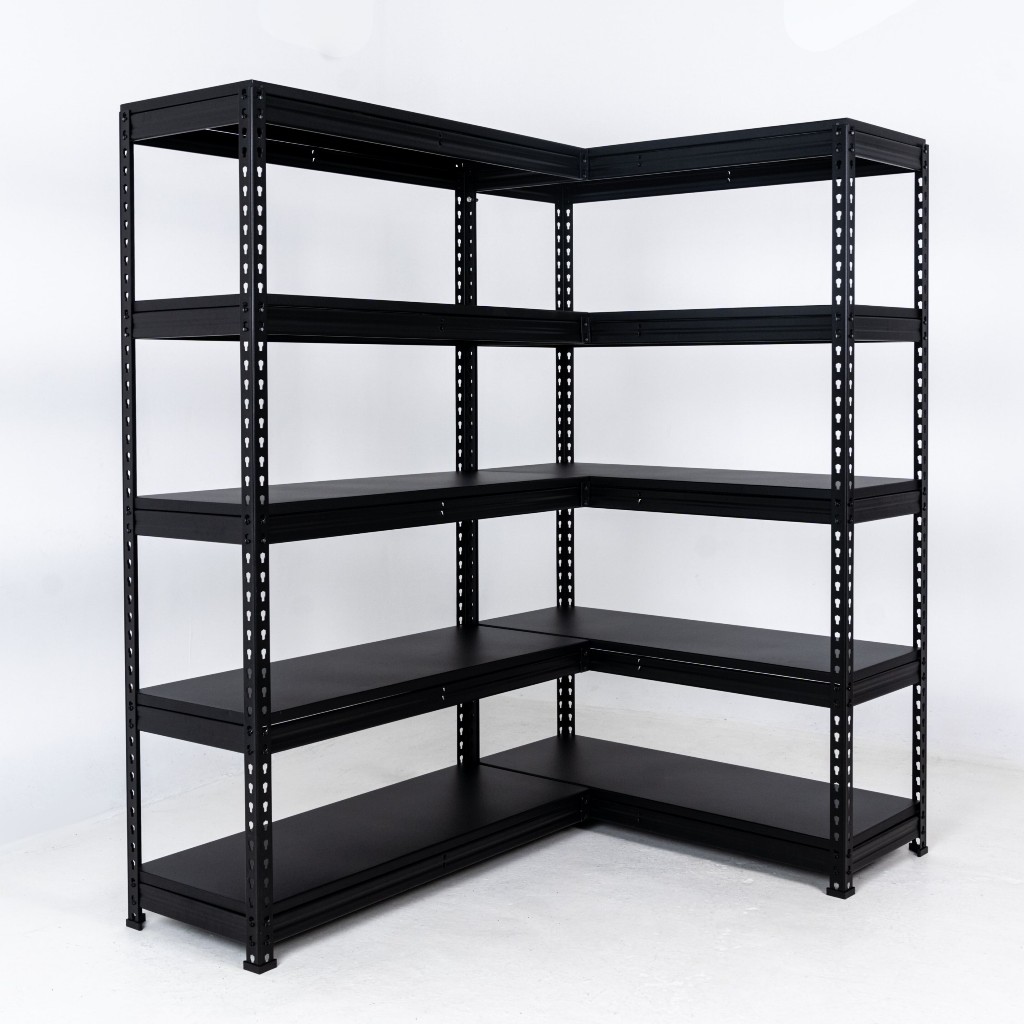 L-Shaped 5 Levels Metal Black Deck Boltless Racking (Depth 30+30cm ...