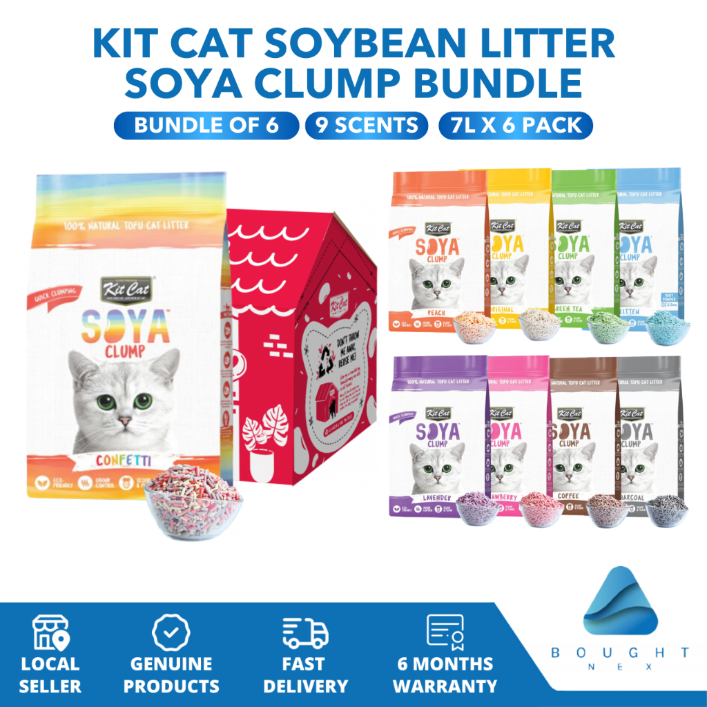 [Bundle of 6] Kit Cat Soya Clump - 7L Scented Cat Litter, Absorbent ...