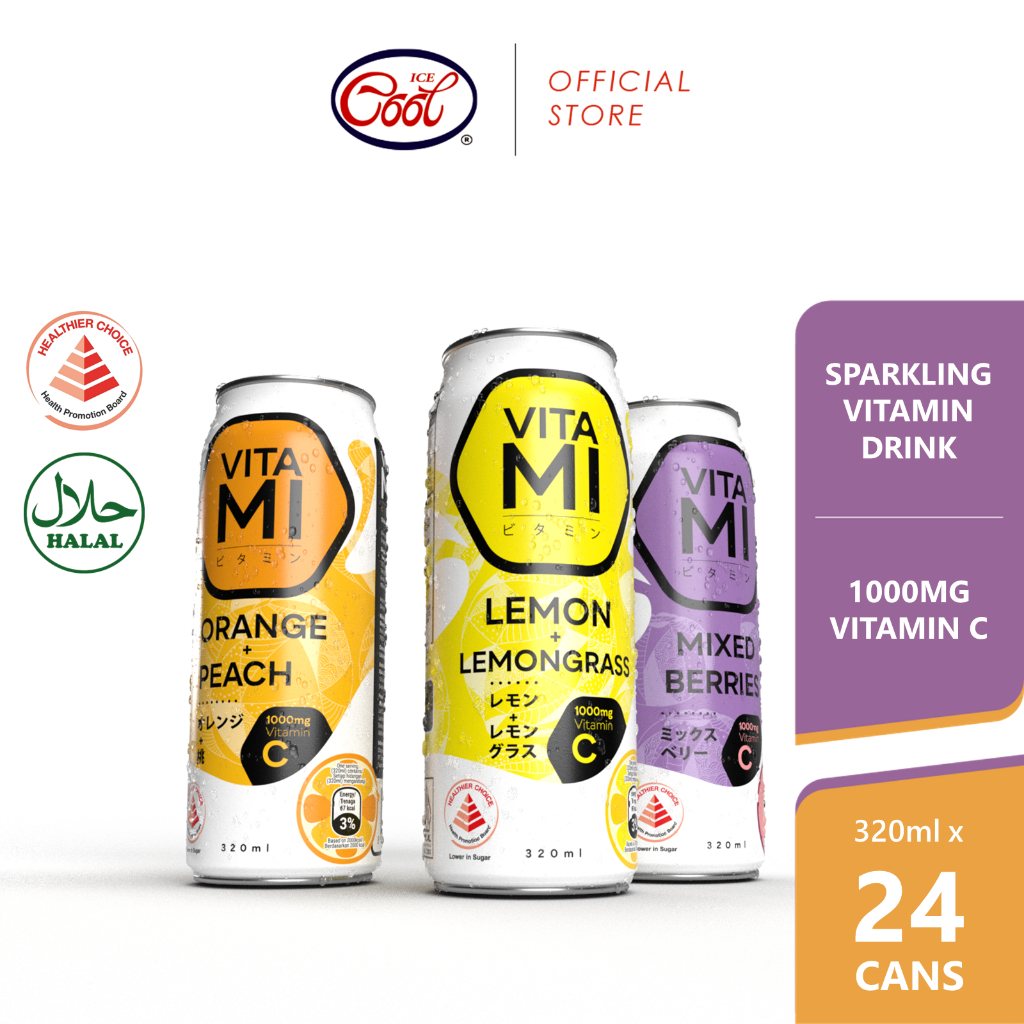 Vitami Sparkling Vitamin Drink 320ml x 24 Cans [CTN] | Shopee Singapore
