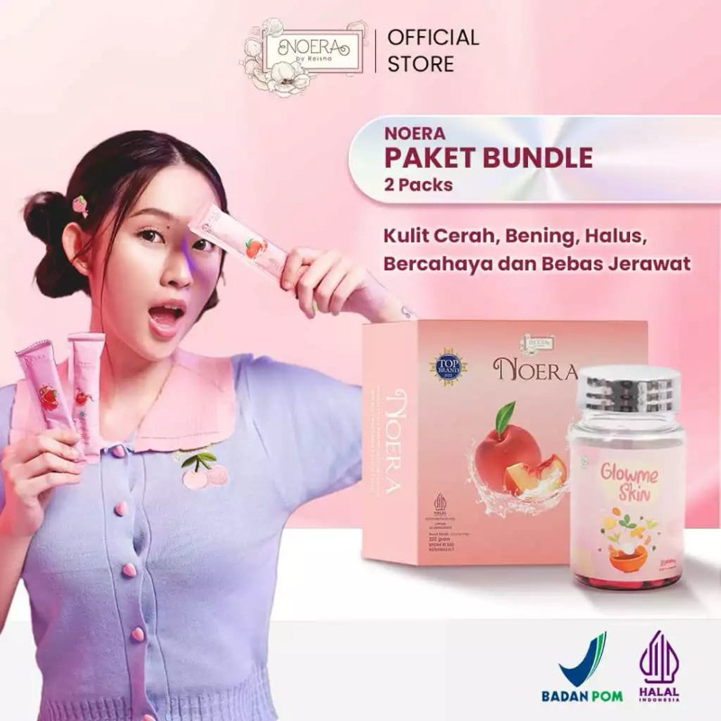 Paket bundle Noera collagen Drink&Noera glow me skin/minuman kollagen ...