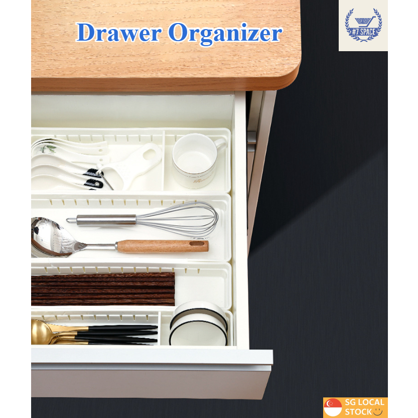 Adjustable Desk Drawer Organizer Living Kitchen Drawer Organizer White ...