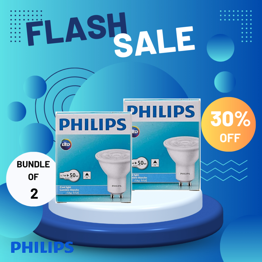FLASH SALE! Philips Essential LED 4.7-50W GU10 865 36D, Cool Daylight ...