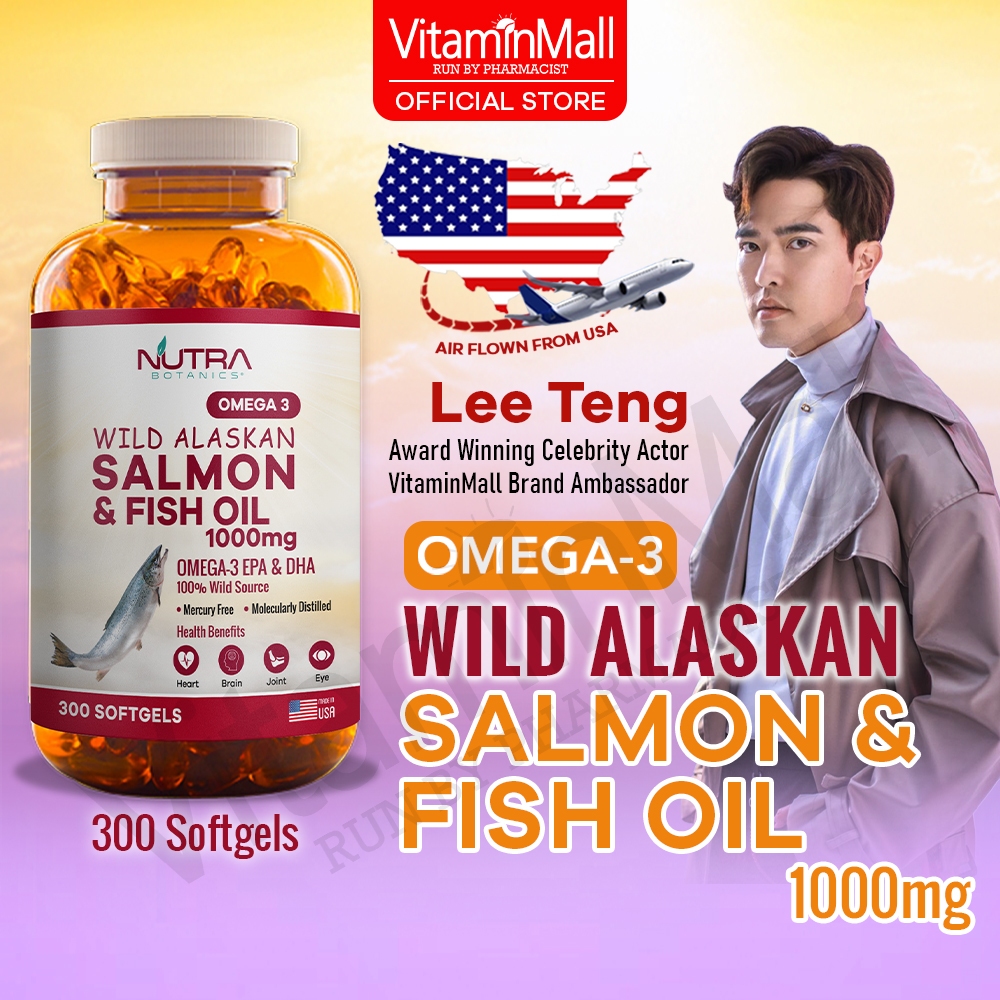 Nutra Botanics Wild Alaskan Omega 3 Salmon Fish Oil 1000mg - Omega 3 ...