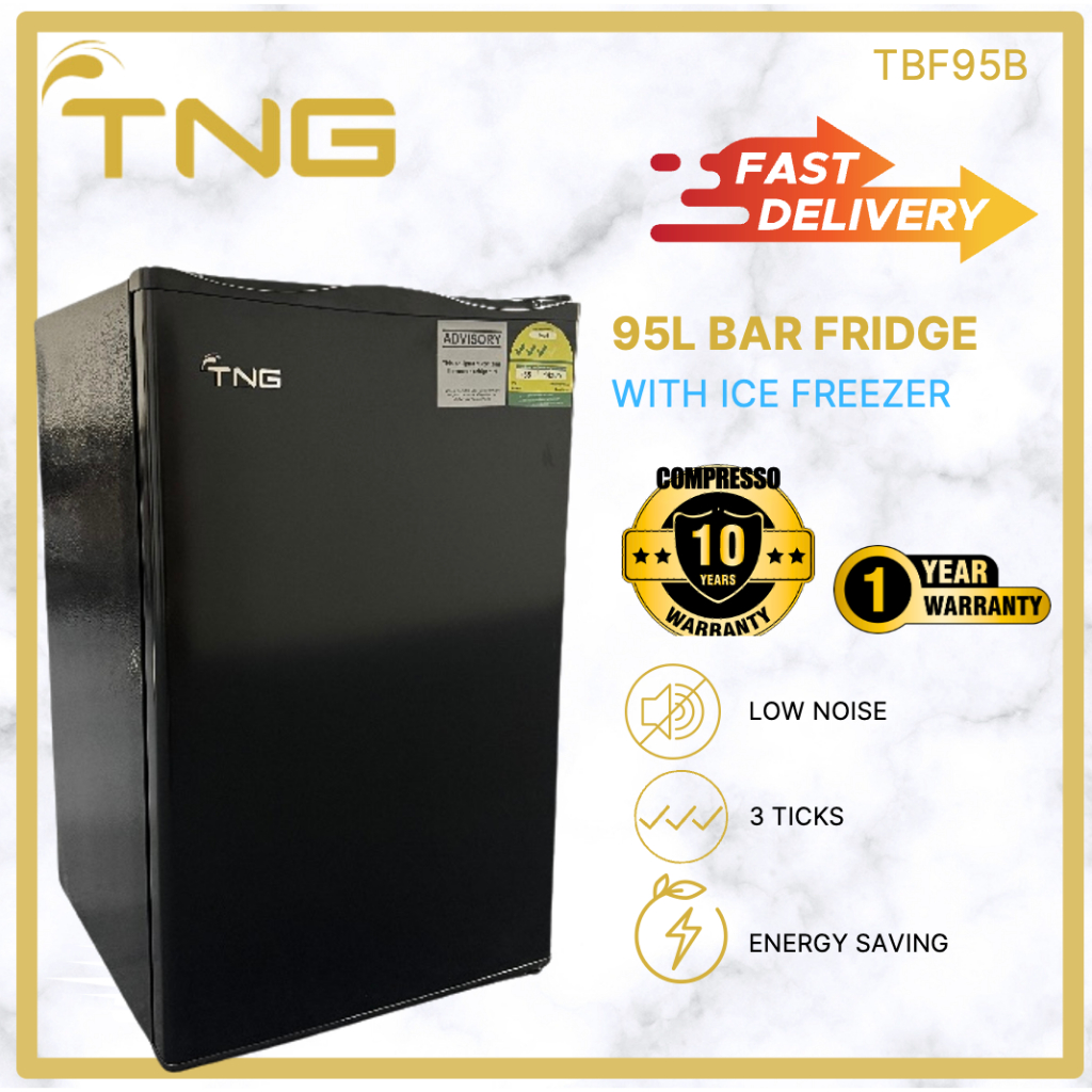 TNG 95 Litres Bar Fridge - Black - Refrigerator with star freezer (3 ...