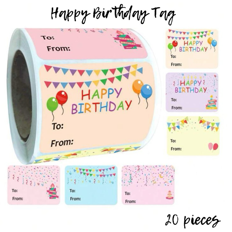 [SG STOCK] Happy Birthday Gift Tag Stickers 20pcs | Shopee Singapore