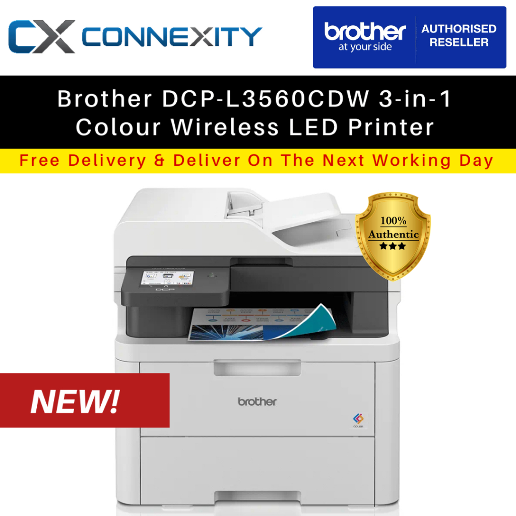 Brother DCP-L3560CDW 3-in-1 Colour Wireless LED Laser Printer Wireless ...