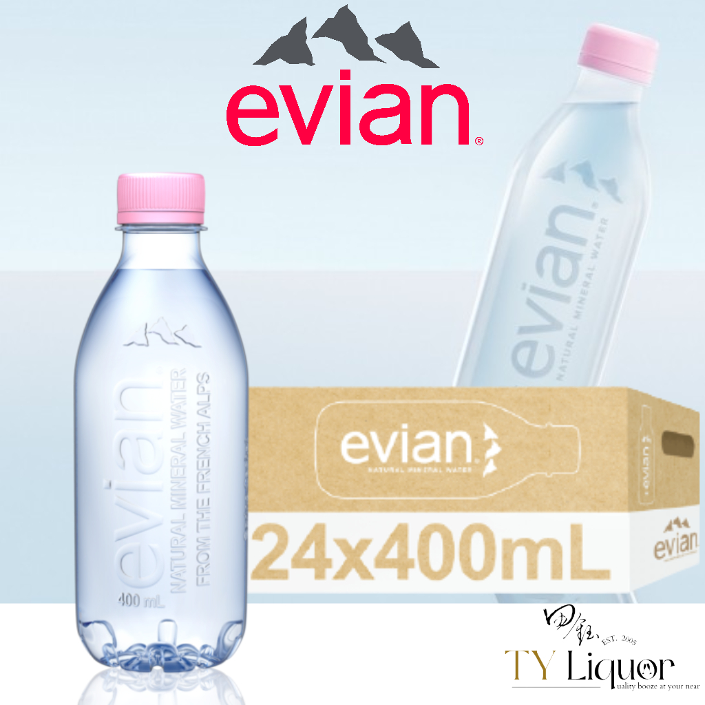 Evian Natural Mineral Water (Recycled Plastic), 24 Bottles x 400ml (BBD ...