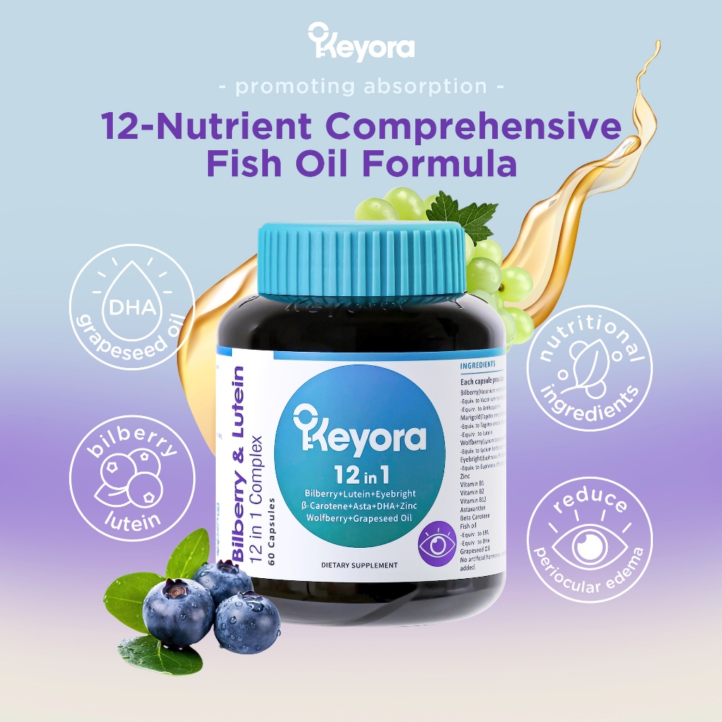 Keyora Bilberry & Lutein 12 in 1 Complex 60s | Shopee Singapore