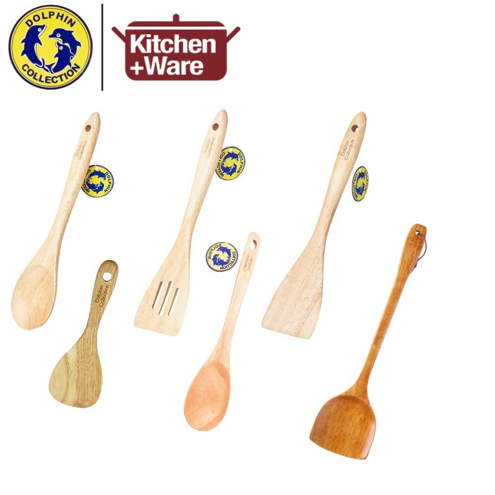 Dolphin Collection Wooden Slotted Turner / Rice Spoon / Spoon / Flat ...