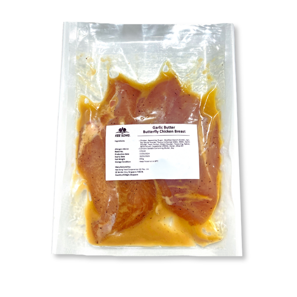 Frozen Garlic Butter Butterfly Chicken Boneless Breast – 220g [Non ...