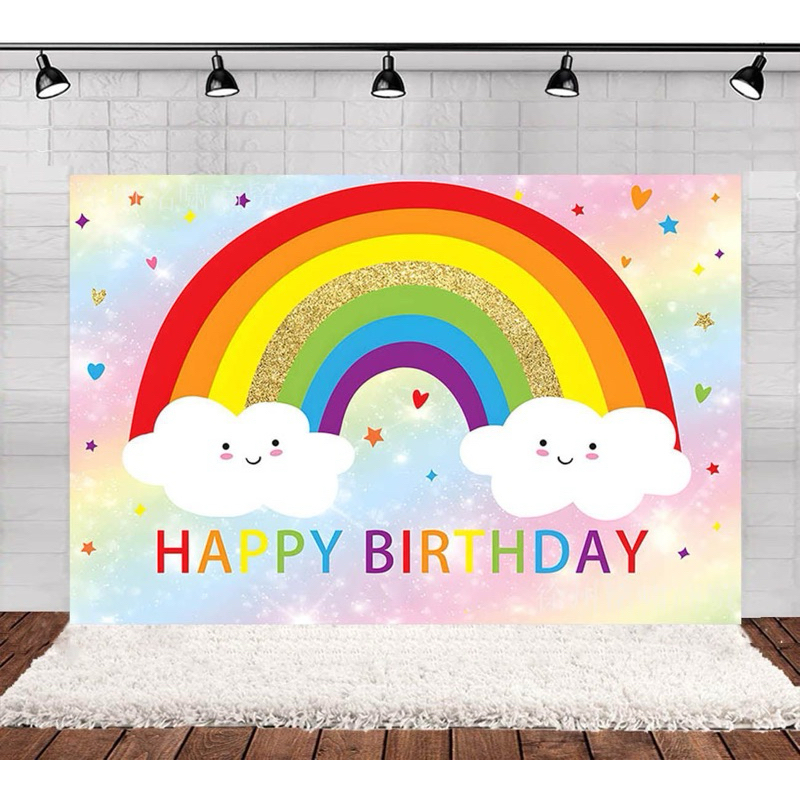 kids girl & boy birthday backdrop /rainbow backdrop /birthday banner-SG ...