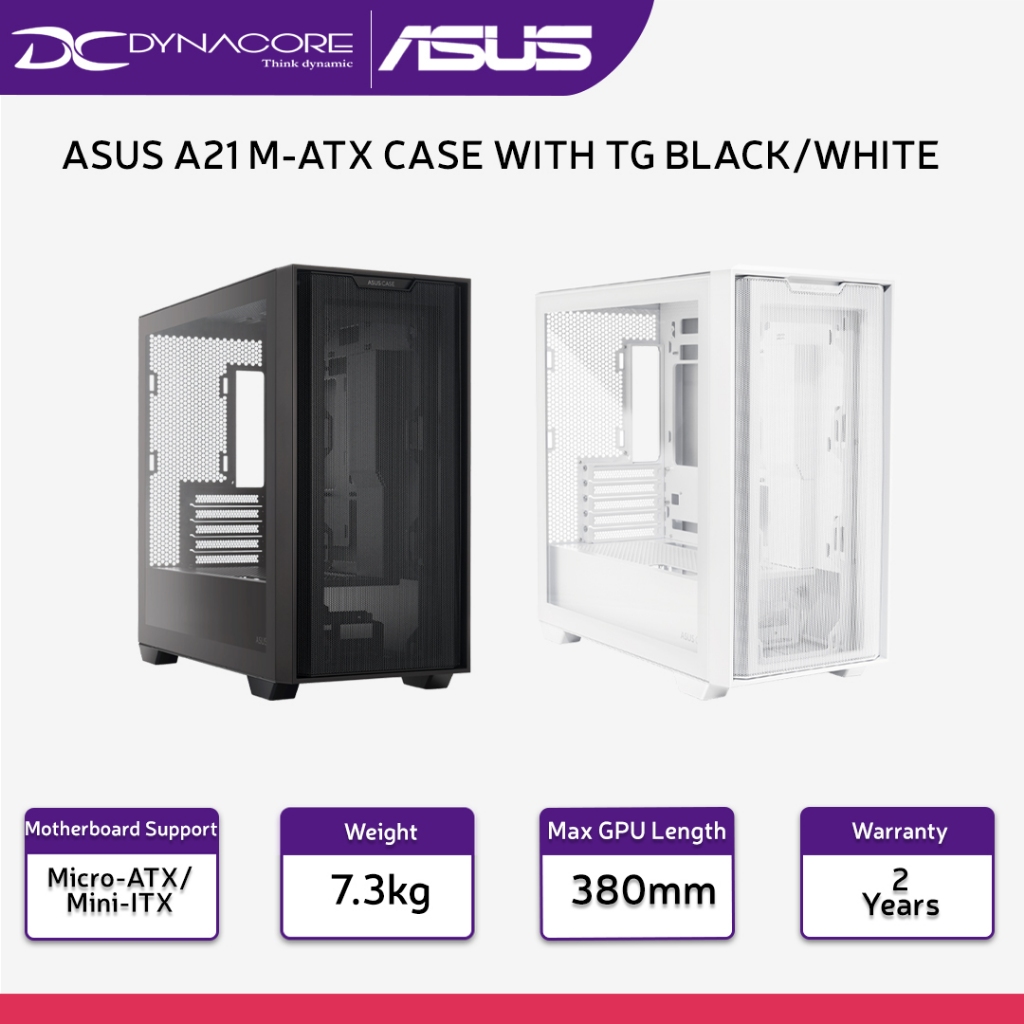 ASUS A21 M-ATX CASE WITH TG BLACK/WHITE | Shopee Singapore