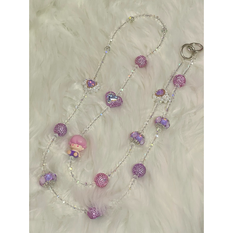 Pop Mart Dimoo purple dainty cute fun crossbody phone strap Bling ...