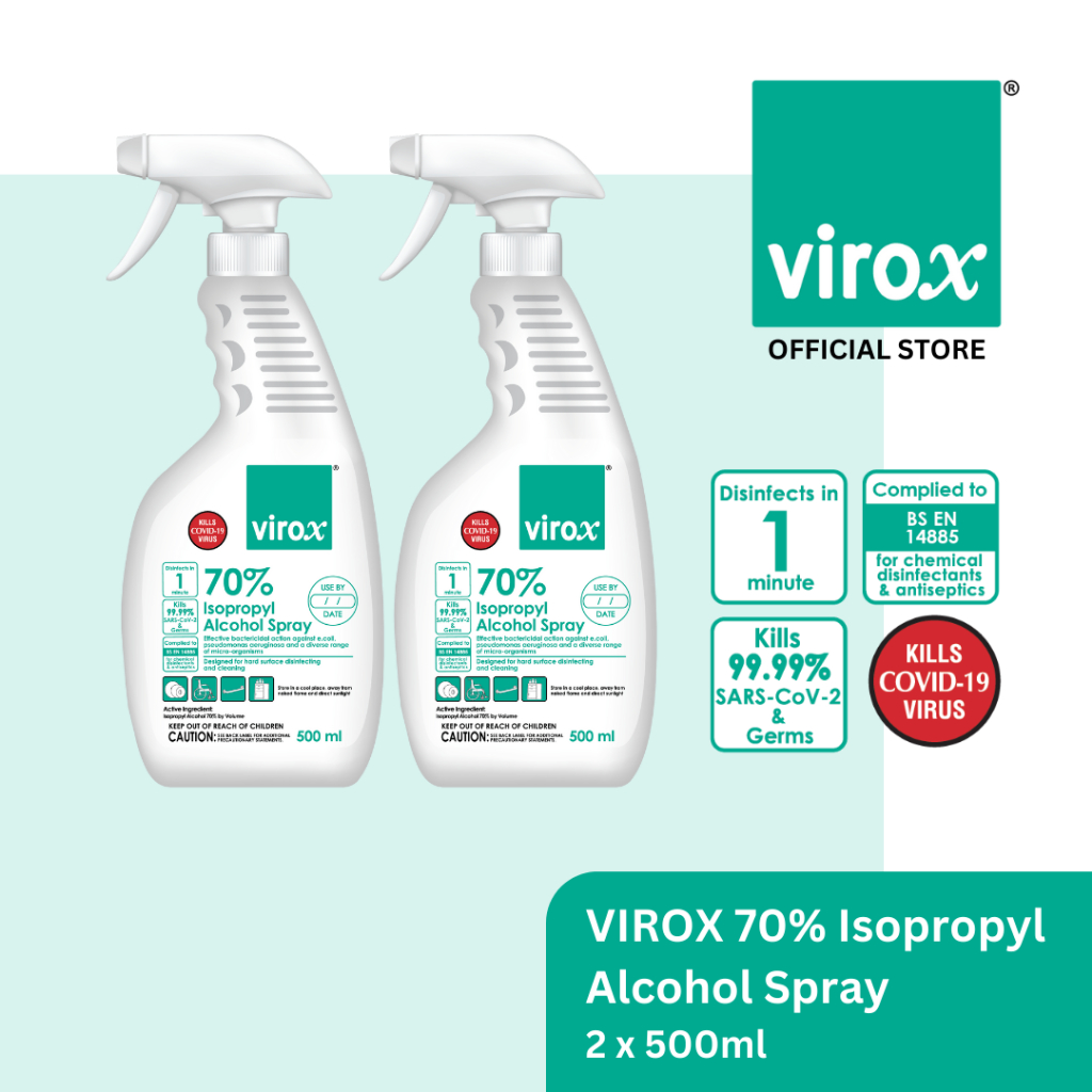 VIROX 70% ISOPROPYL ALCOHOL SPRAY 500ML_VR4036 (2 bottles) | Shopee ...