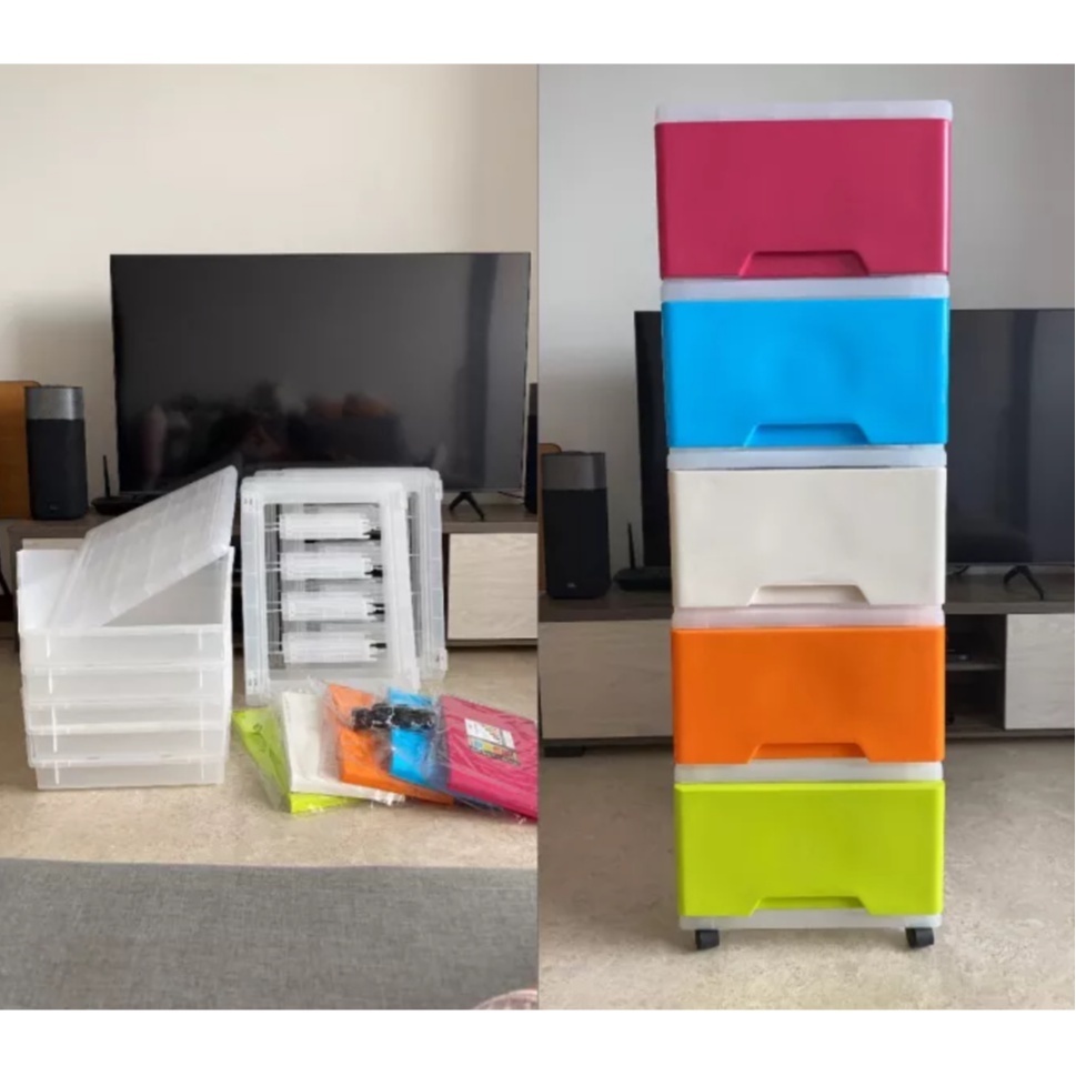 [SG Stock] ALGO Jumbo Storage Stocker Home Organizer Drawer 5 Tier with ...