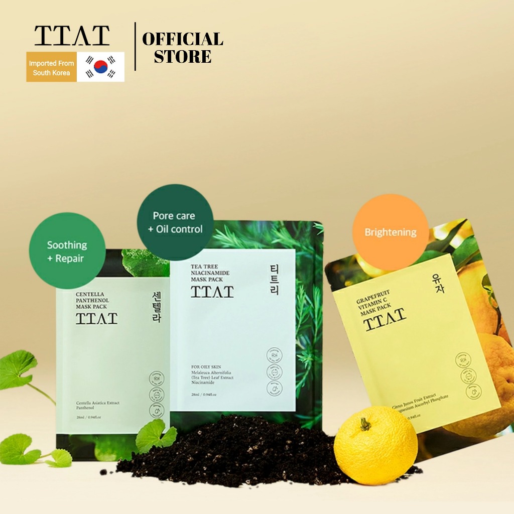 Facial Sheet Mask TTAT Botanical Vitamin Mask Pack Real Nature Tea Tree ...
