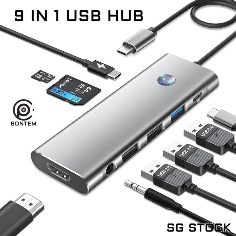 {SG Seller} 9 in 1 USB C to HDMI Adapter Multiport USB C Hub with 4K ...