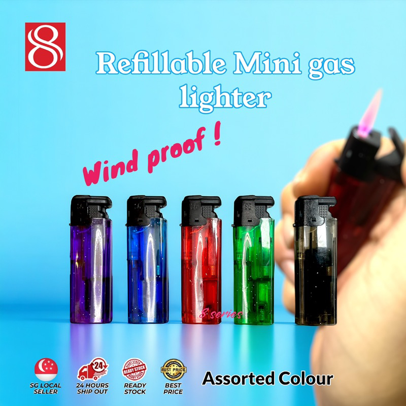 SG SELLER wind proof Refillable lighter/mini lighter,( Assorted Colour ...