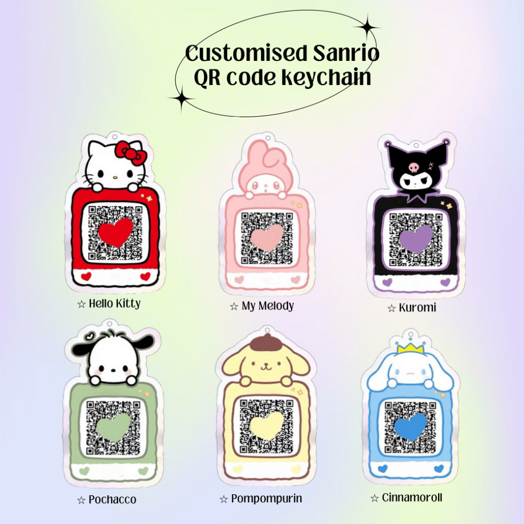 Customised Sanrio DIY QR code keychain (valentine’s day, teachers’ day ...