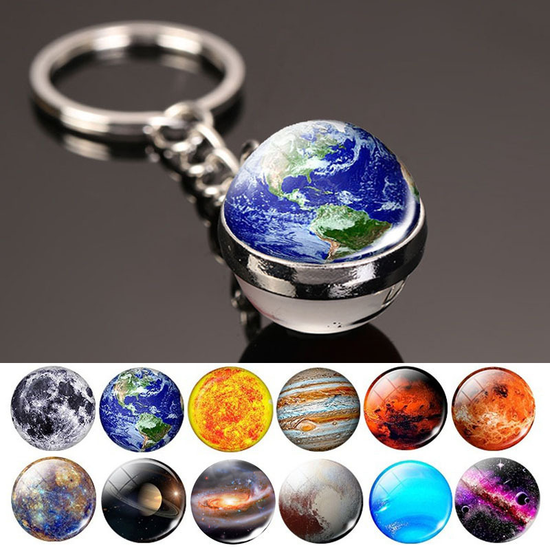 Solar System Keychain – Sun & Moon Glass Ball Pendant, Stylish ...