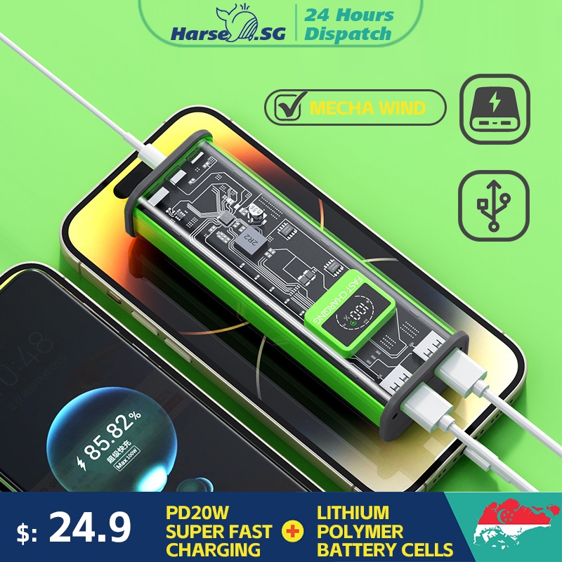 [SG Stock]Transparent Mecha Punk Style Super Fast Charging Large ...