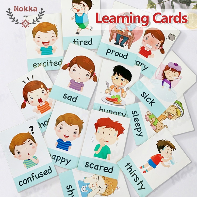 【SG】English Learning Card Kids Educational Toys Emotion Family English ...