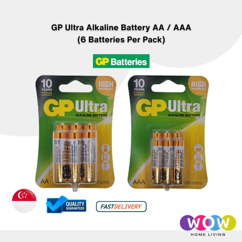 GP Ultra Alkaline Battery AA / AAA 6 Battery Per Pack ( Bundle Of 2, 4 ...