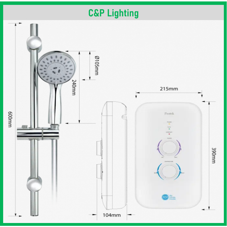 707 Protek Electric Instant Shower Heater w/ Shower Head Set | Shopee ...