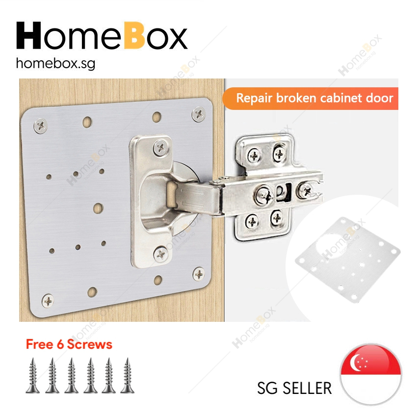 HOMEBOX 🇸🇬 Stainless Steel Cabinet Door Hinges Plate Repair Plate with ...