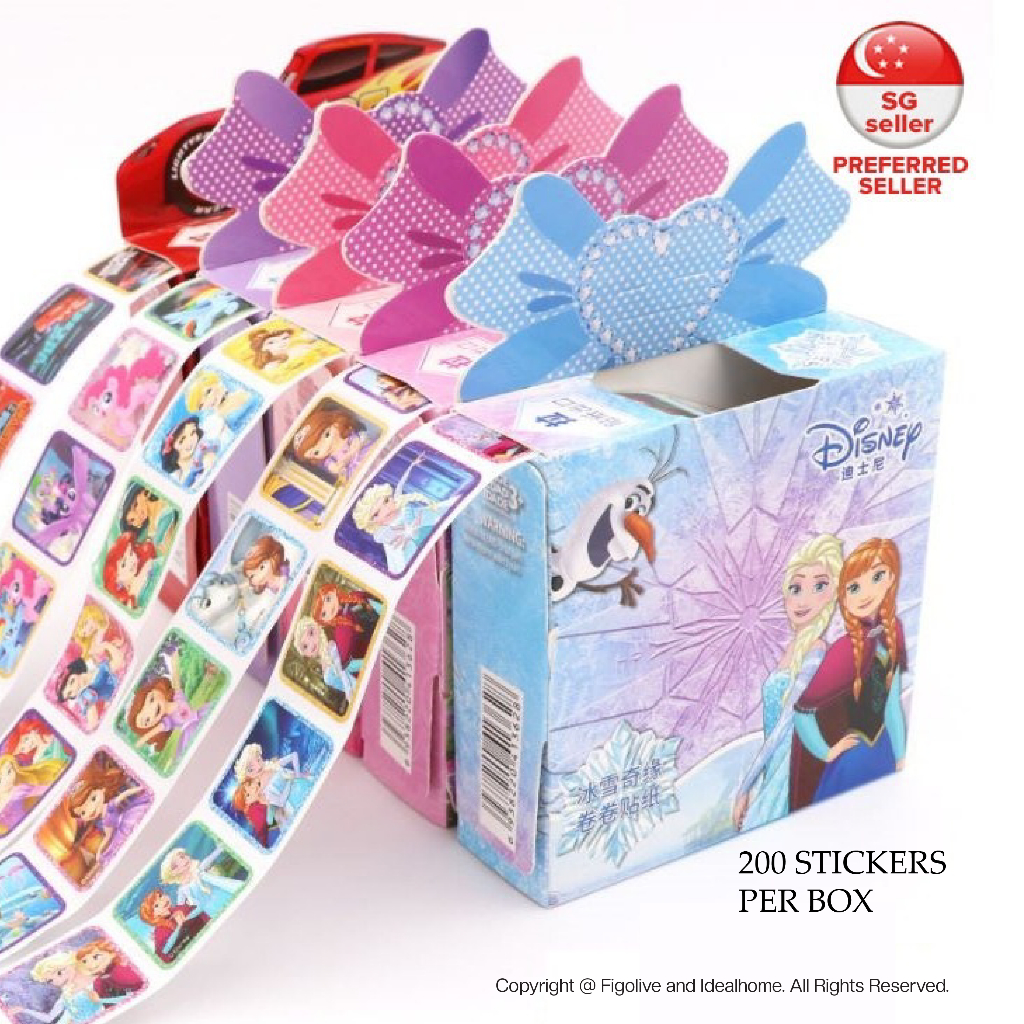 [SG Seller] 200pcs/Roll Kids Disney Cartoon Sticker Roll Set/Kids Gift ...