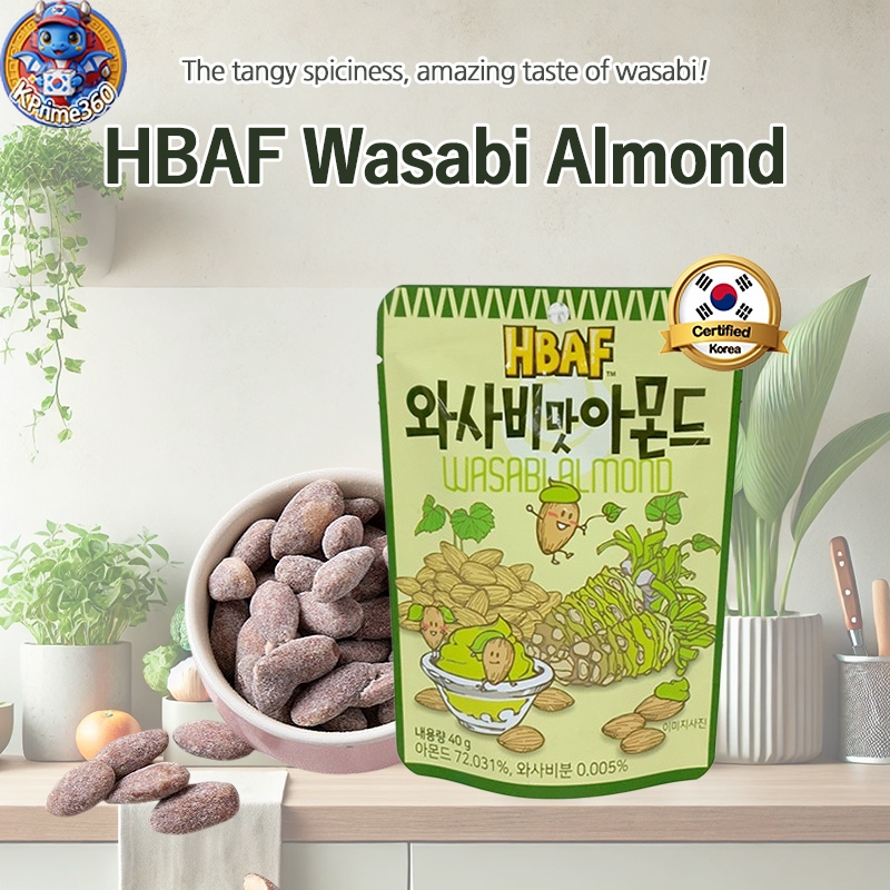 HBAF Wasabi Almond 40g – Spicy, Tangy & Crunchy Snack | Premium Korean Almonds | Perfect for ...