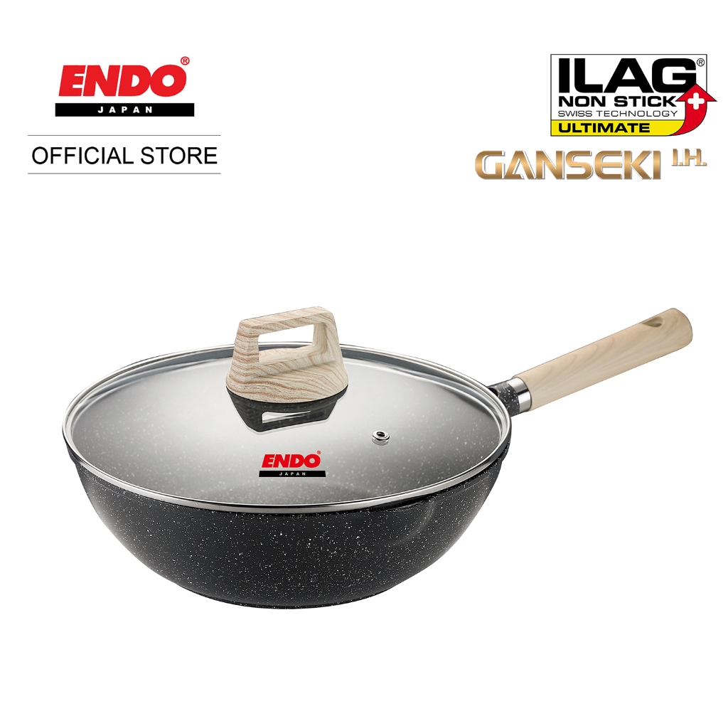 Endo GANSEKI 28cm I.H. Die Cast Wok Pan + Lid - E-GSK-28WP | Shopee ...