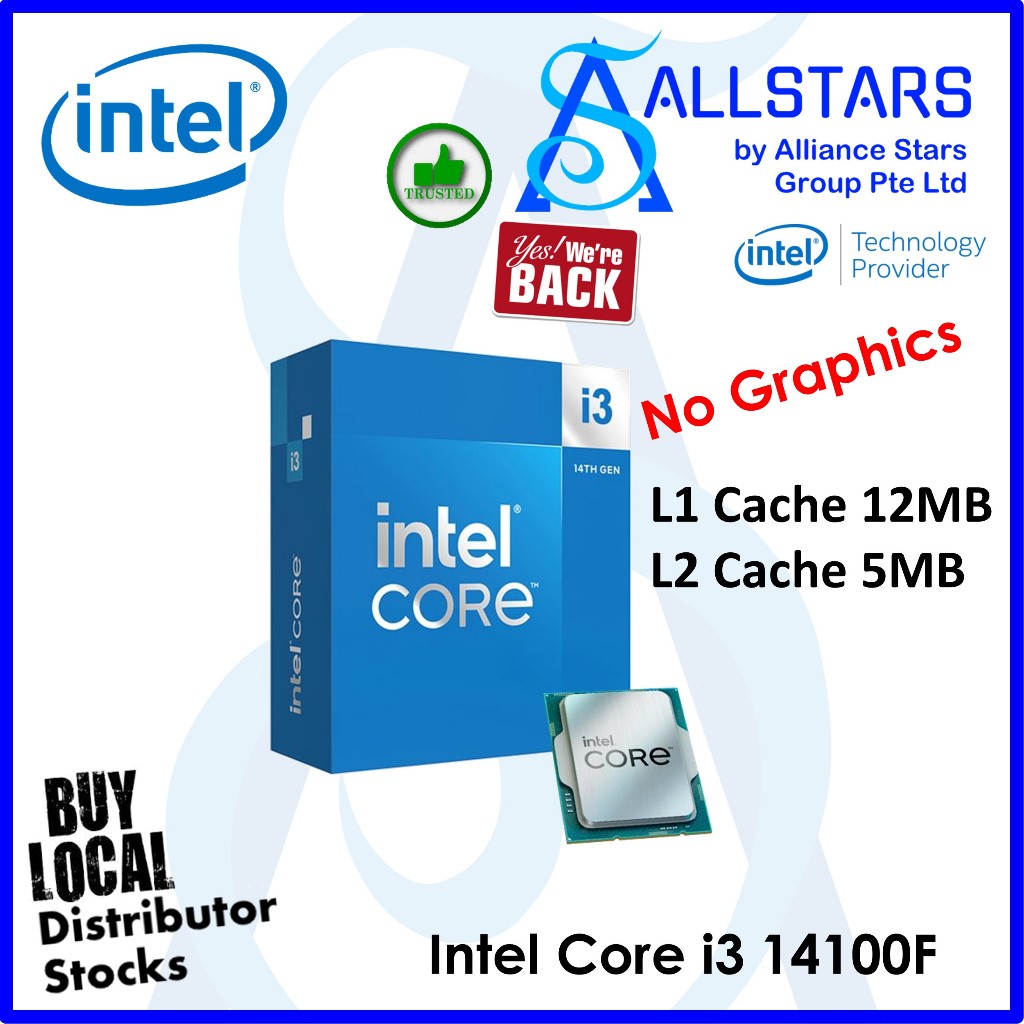 (ALLSTARS) Intel Core i3 14100F 14Gen LGA1700 Box Processor (P-Core : 4 ...