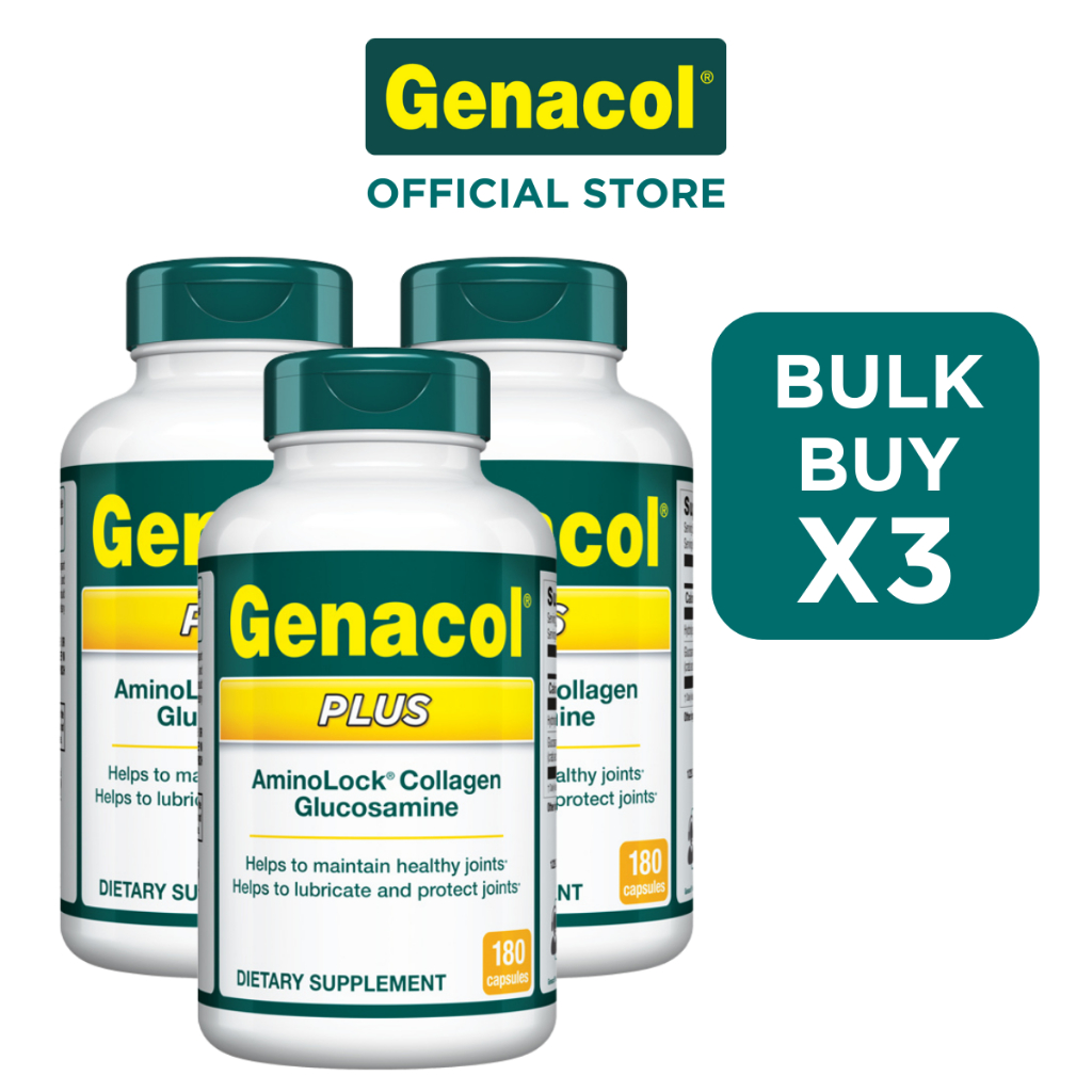 [Bundle of 3] Genacol Plus 180 caps Ultra Hydrolyzed Collagen Peptide with Glucosamine HCL for ...
