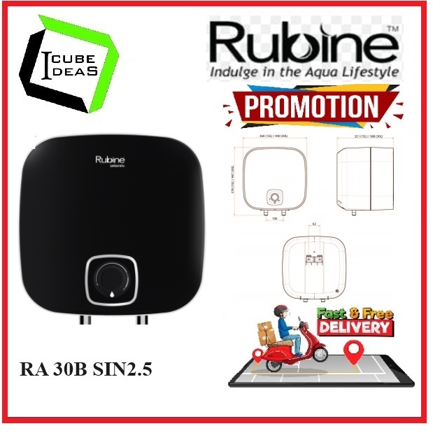 RUBINE STORAGE WATER HEATER (RA 30B / RA 30W ) 30 LITERS With ...
