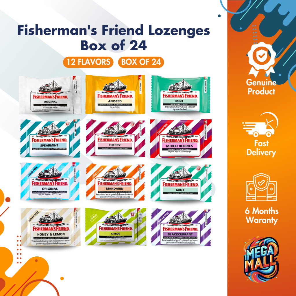 [Bundle of 24] Fisherman's Friend Sugar Free Herbal Lozenges 25g ...