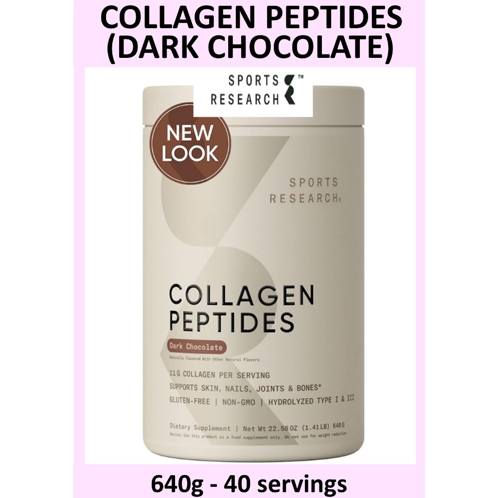 Sports Research Collagen Peptides Powder, DARK CHOCOLATE, 640g, Skin ...