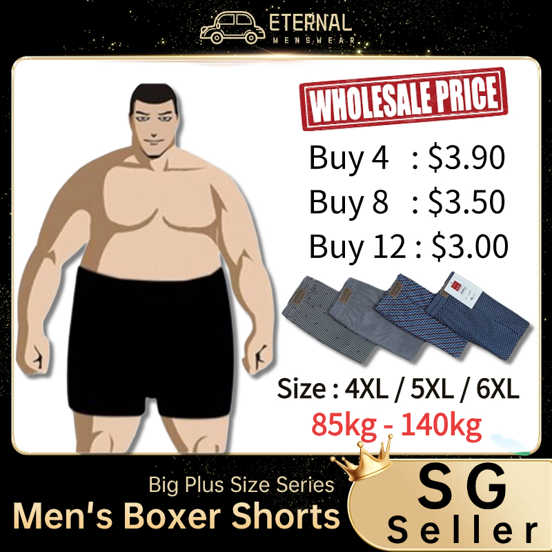UOKIN Plus Size Men Boxer Shorts Underwear Trunk 85-145KG | Shopee ...