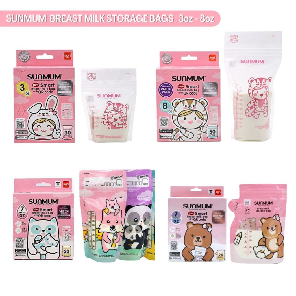 [Sunmum] Premium Breast Milk Storage Bags 3oz - 8oz | Air Tight Seal ...