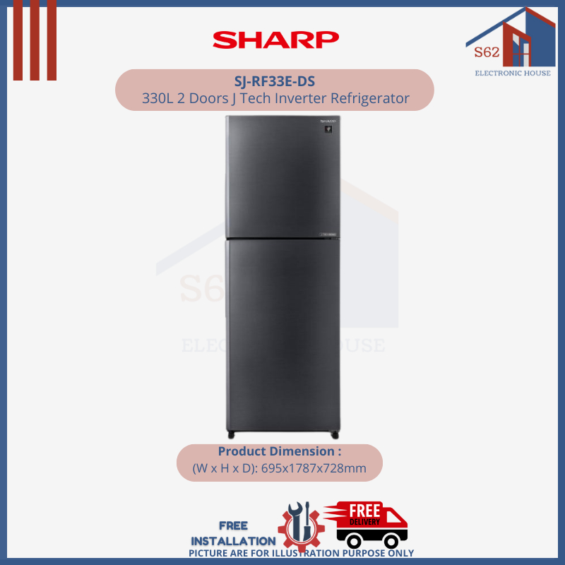 Sharp SJ-RF33E-DS 330L 2 Doors J Tech Inverter Refrigerator | Shopee ...