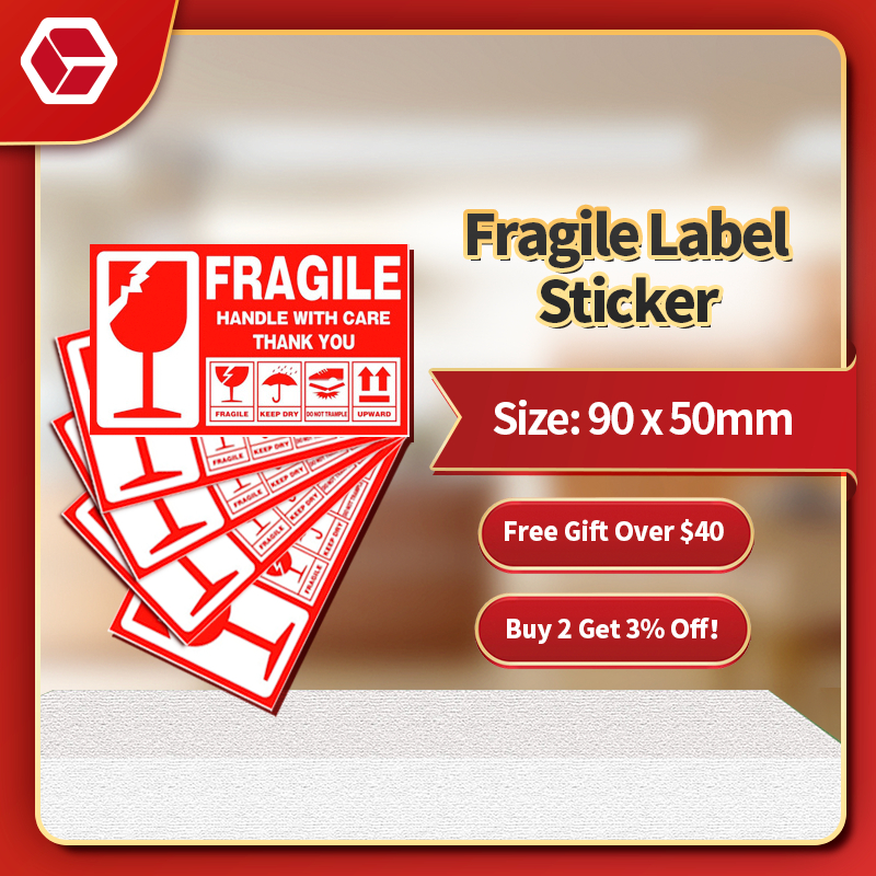[100 Packs] Fragile Label Sticker 90 x 50mm Self-adhesive Sticker ...