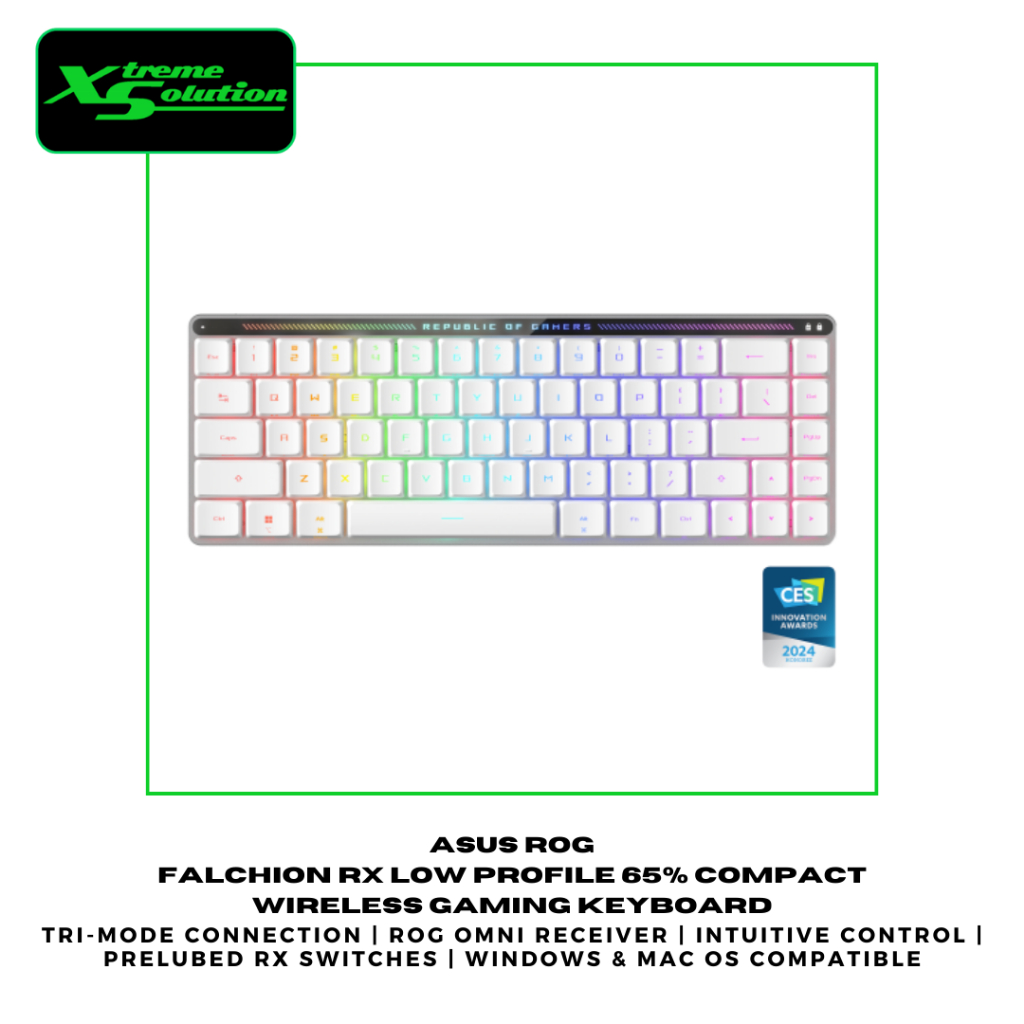 Asus ROG Falchion RX Low Profile 65% Compact Mechanical Gaming Wireless ...