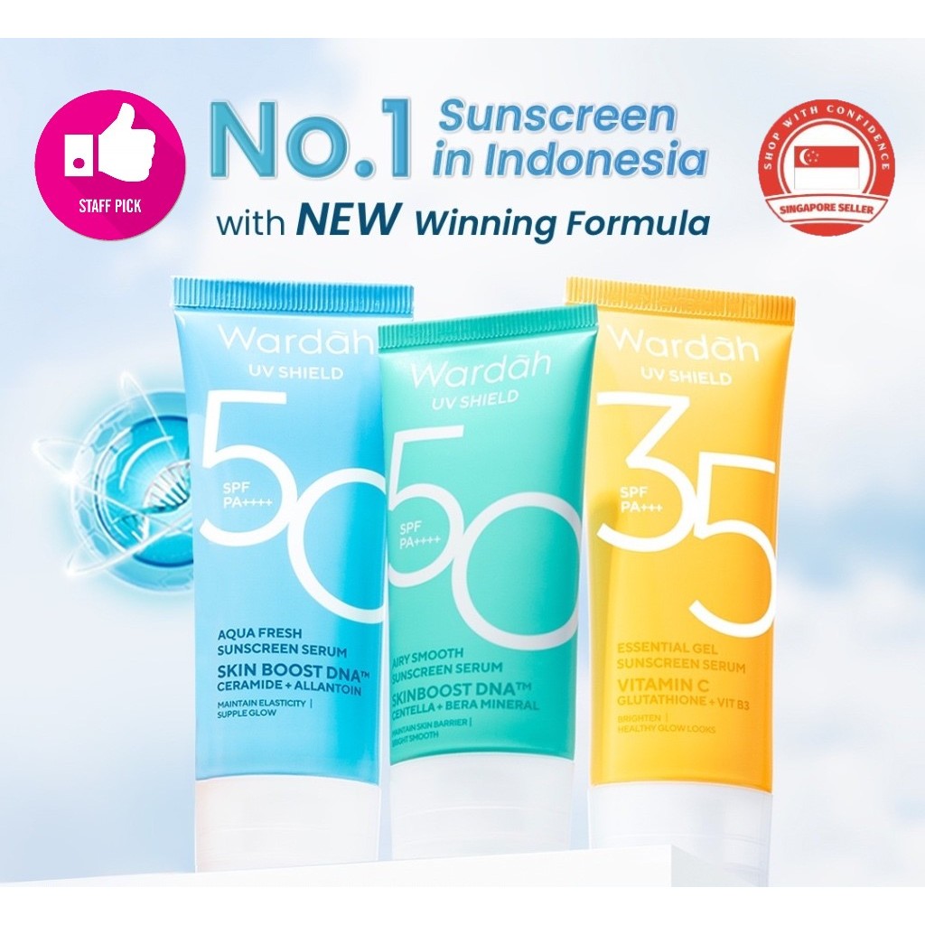 (HALAL SUNSCREEN) WARDAH UV SHIELD AQUA FRESH ESSENCE SPF 50 PA ...
