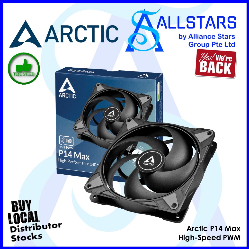 (ALLSTARS) Arctic P14 Max (Black) 140mm High-Speed PWM Fan (ACFAN00287A ...