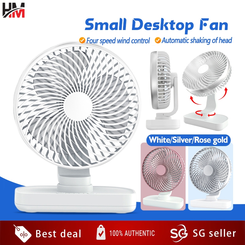 Wireless Auto Rotatable Table Fan Rechargeable Desk Mini Fan Laptop ...