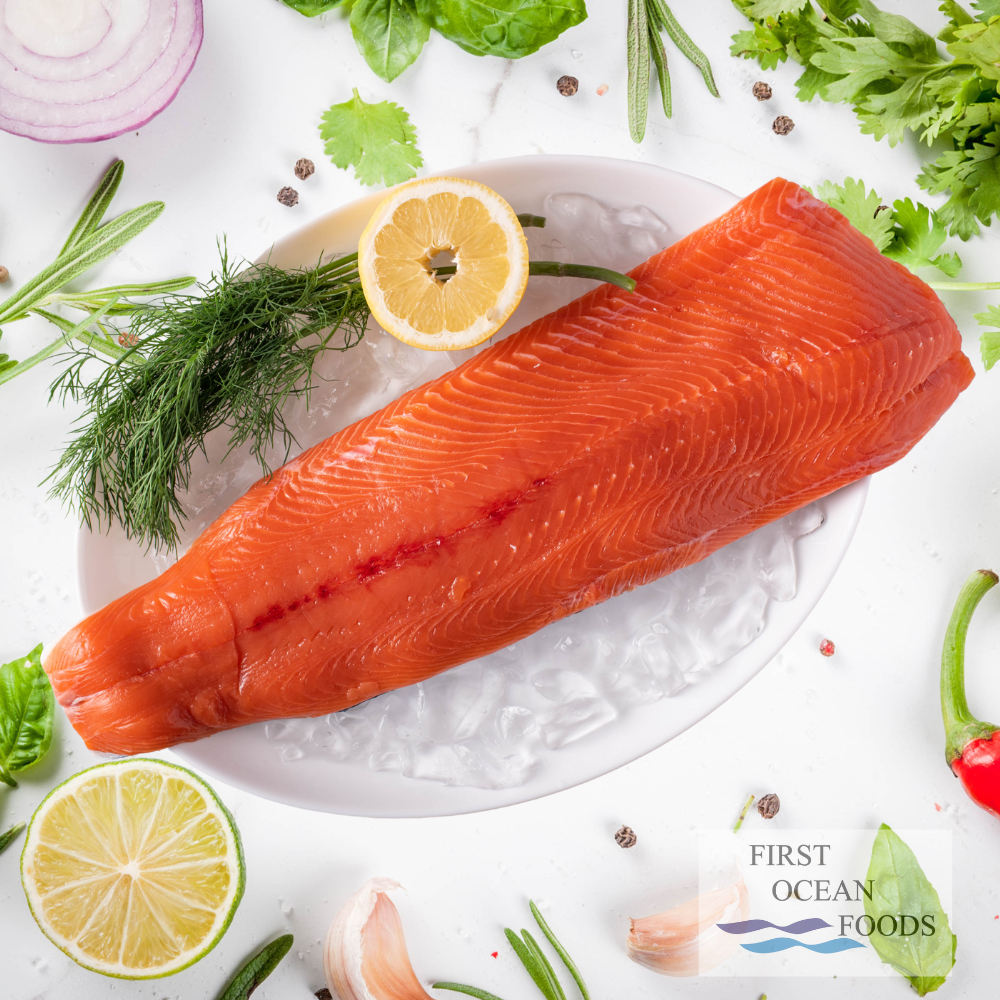 (First Ocean Foods) Salmon Fillet Skin on - Whole | Shopee Singapore